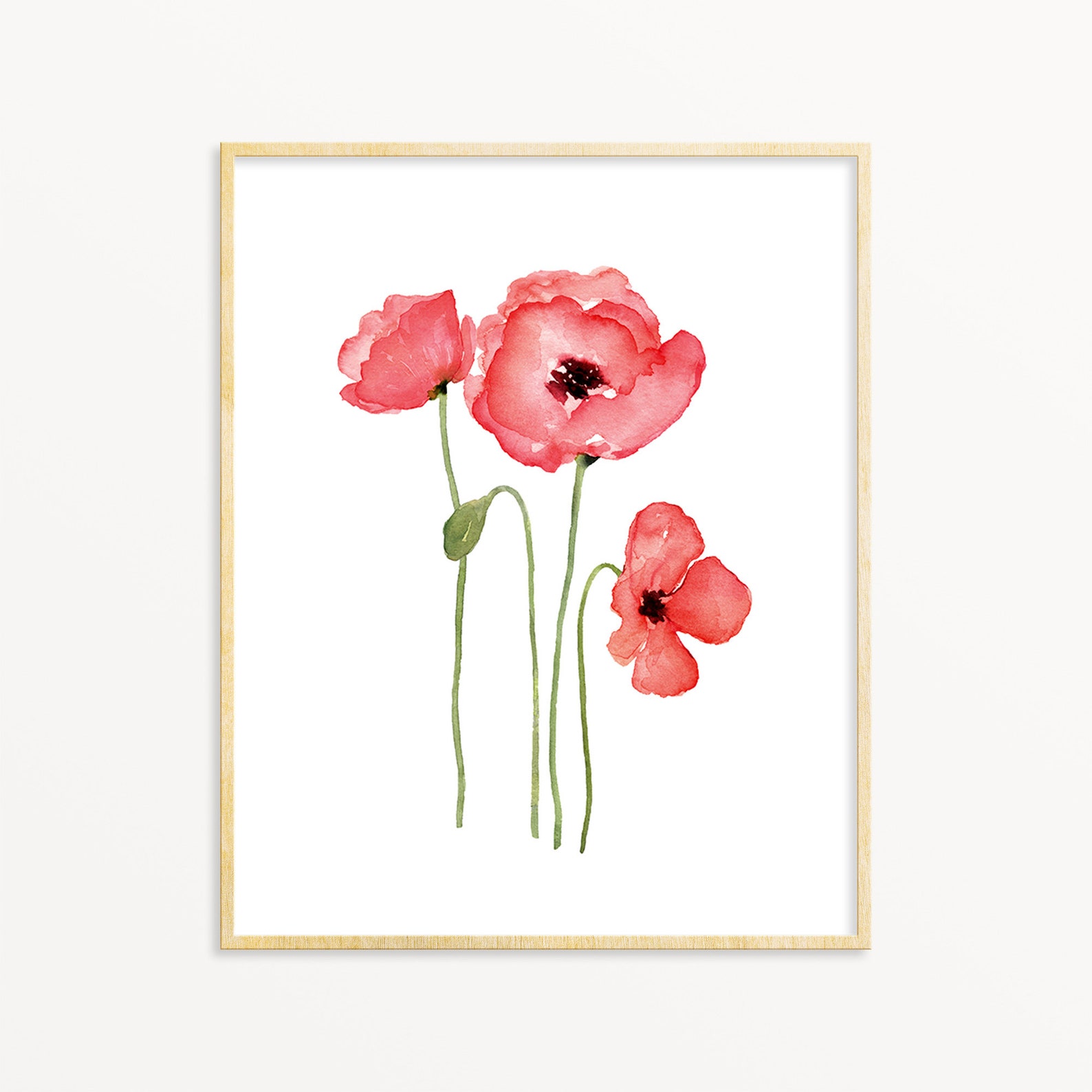 Red Poppy Flower Print Printable Wall Art Instant Download DIY Print ...