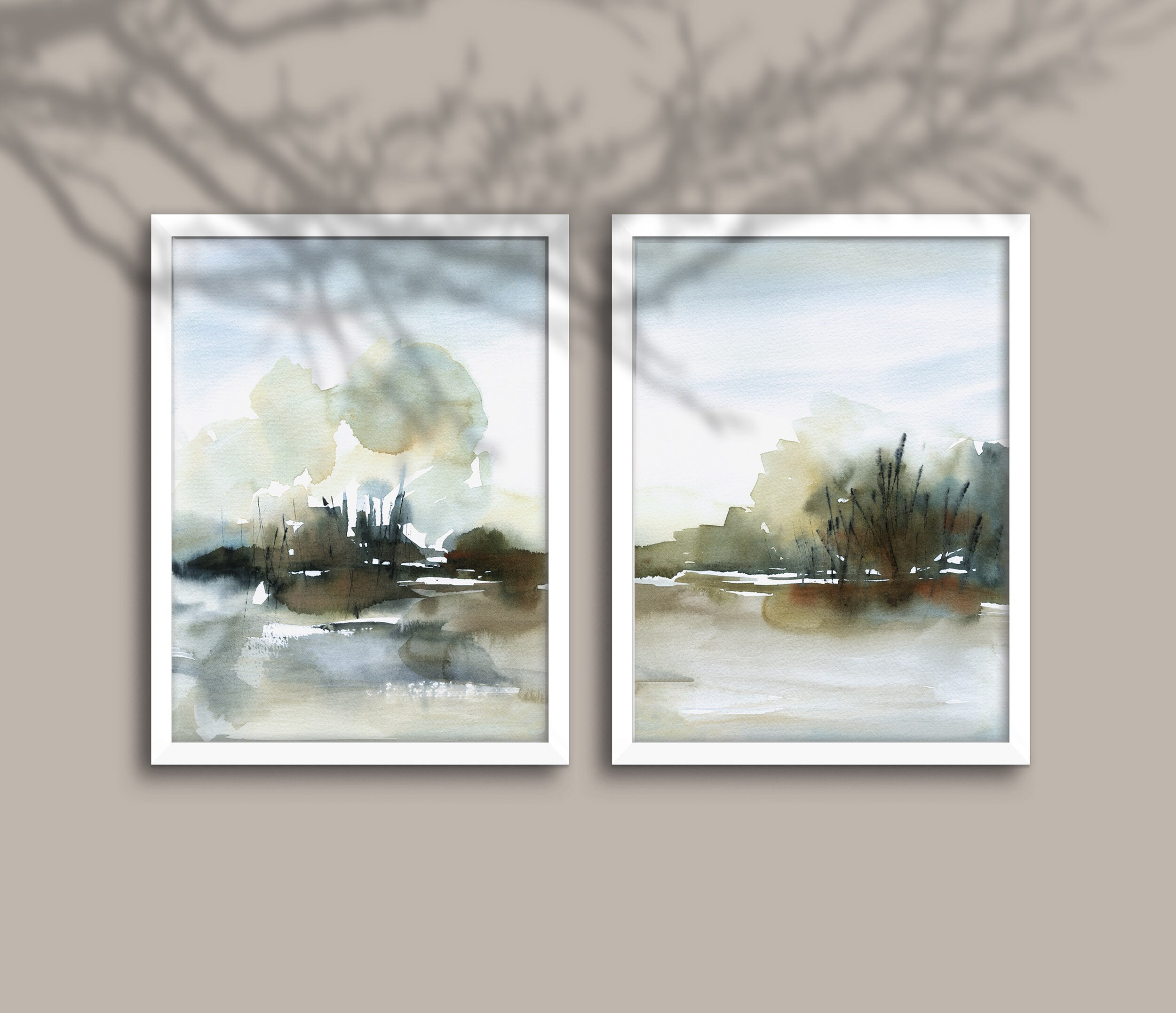 Neutral Landscape Print Set of 2 Printable Wall Art Minimal - Etsy