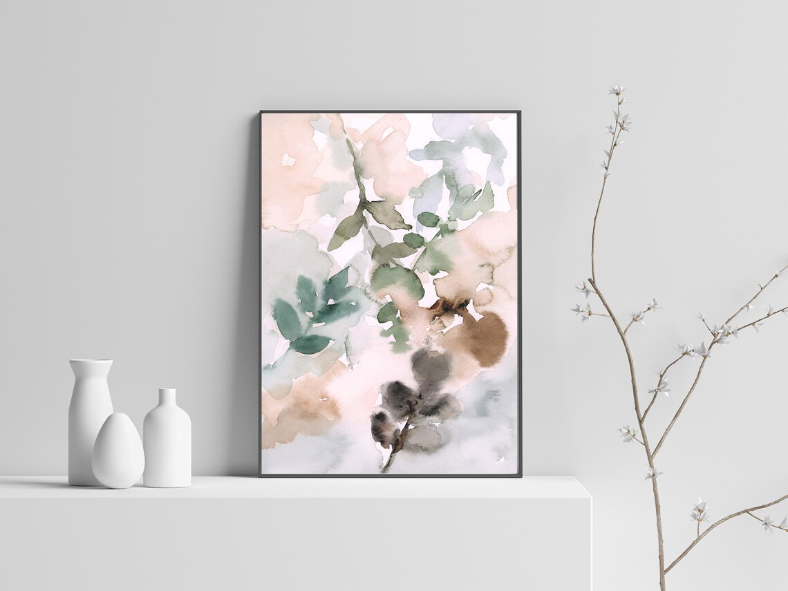Abstract Plant and Leaves Wall Art Printable Instant Download - Etsy
