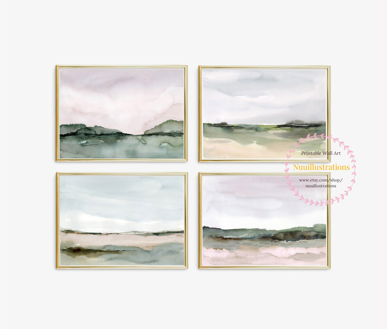 Abstract Landscape Print Set of 4 Printable Wall Art - Etsy