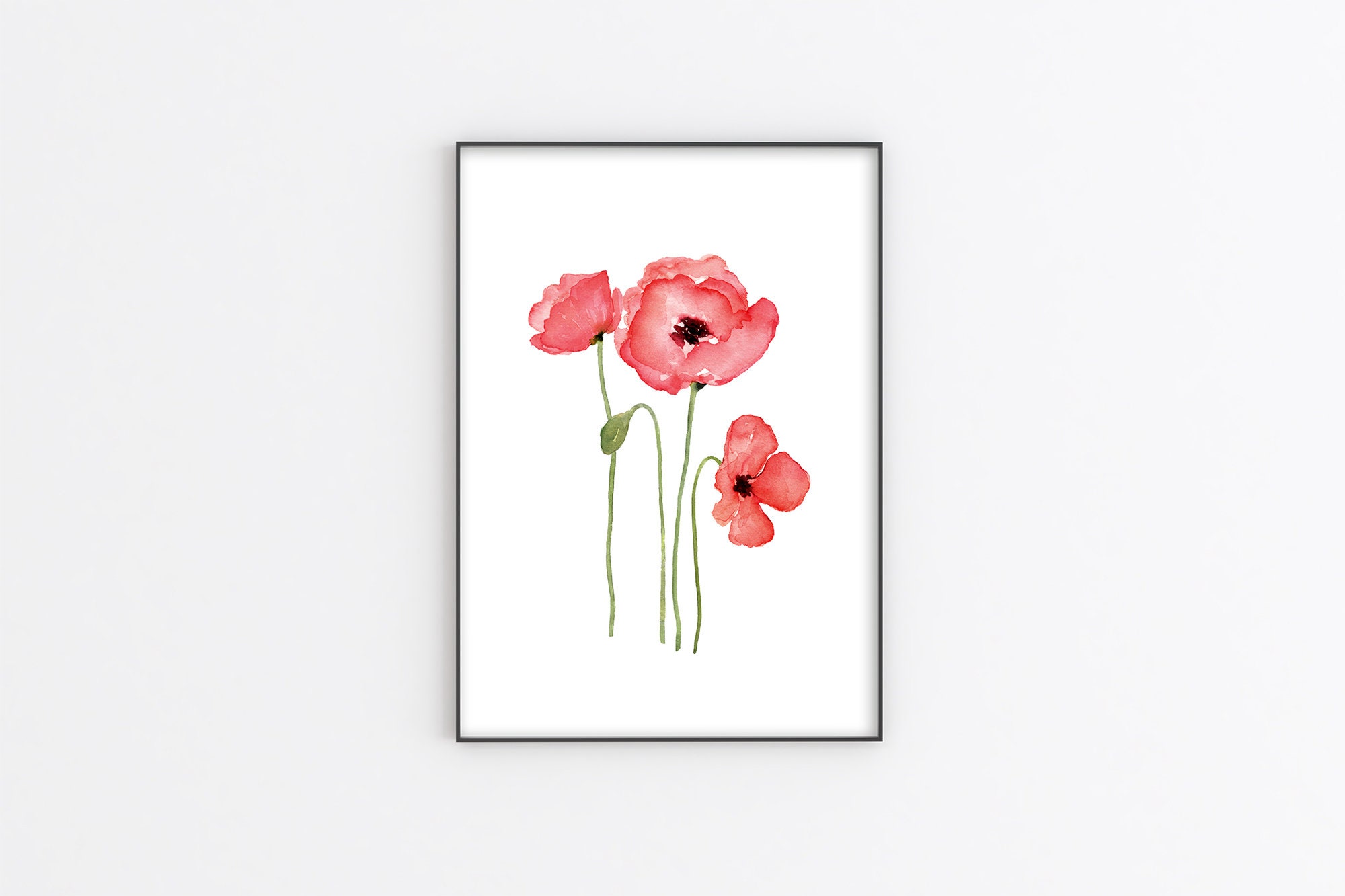 Red Poppy Flower Print Printable Wall Art Instant Download DIY Print ...