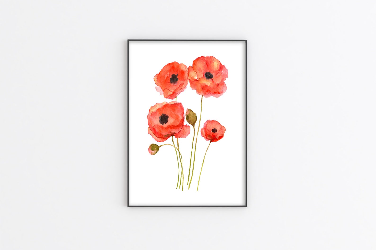 Poppy Flower Print Printable Wall Art Instant Download DIY - Etsy