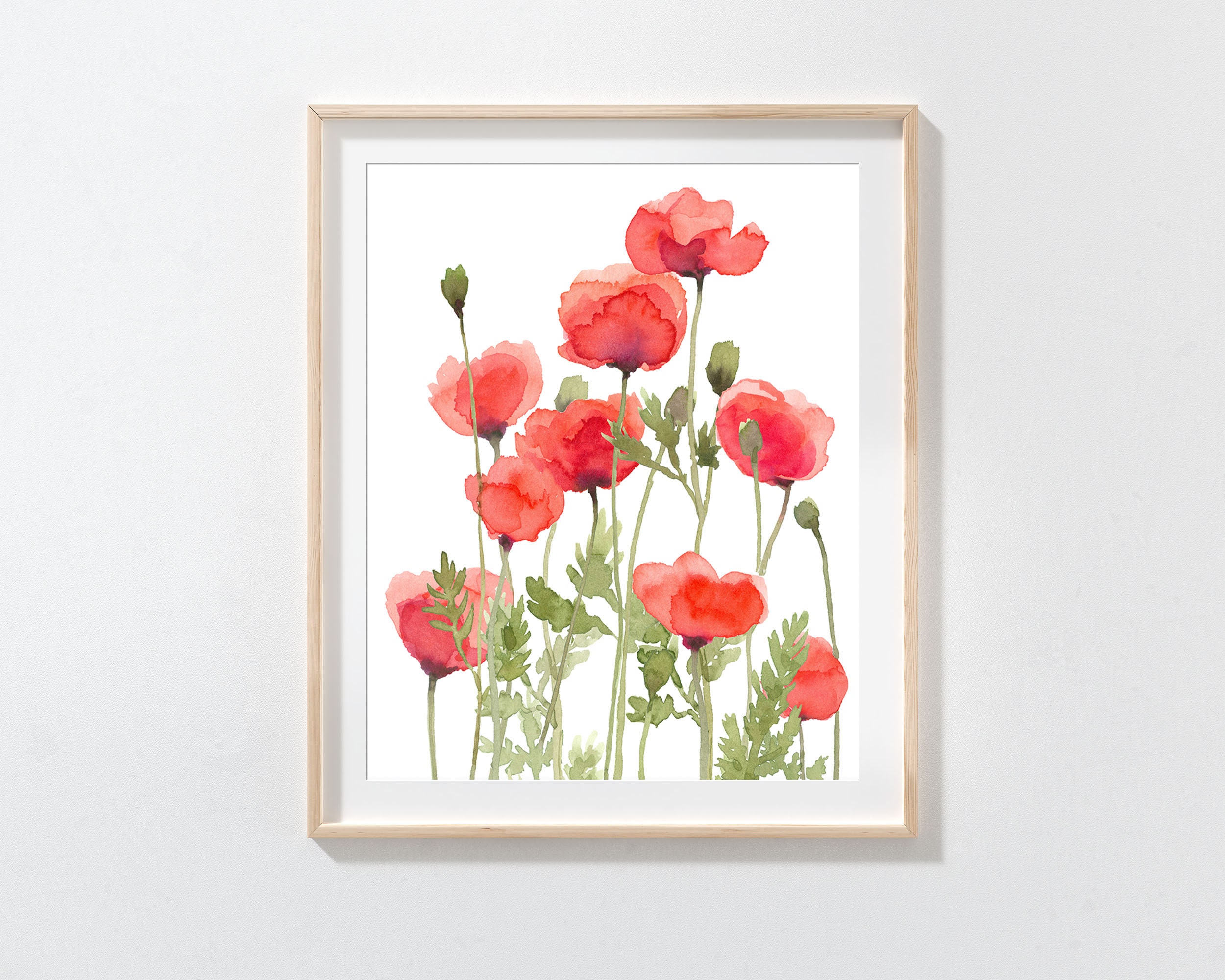 Poppy Flower Print Printable Wall Art instant Download Floral | Etsy