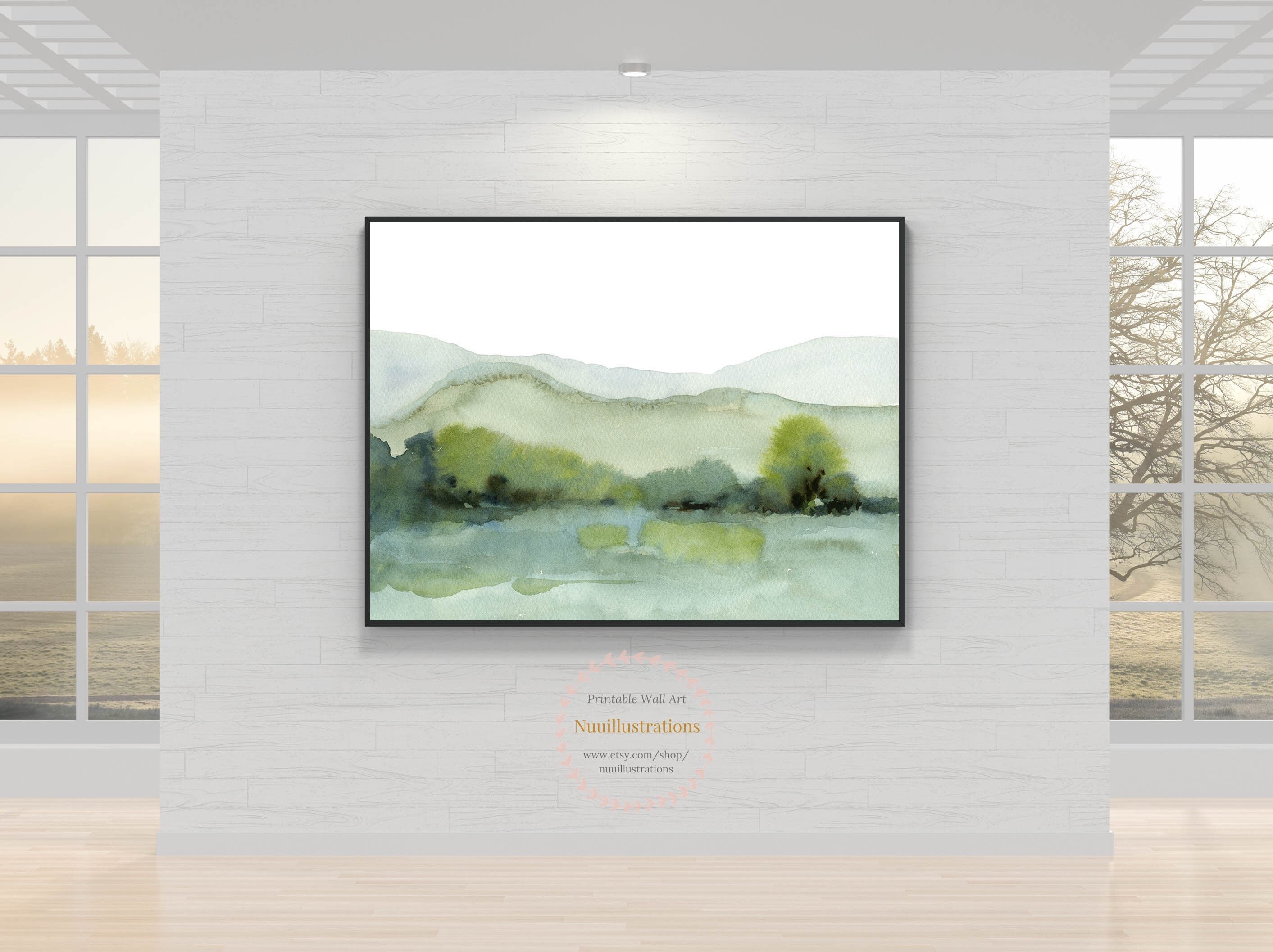 Large Neutral Green Landscape Print Minimal Abstract Instant - Etsy