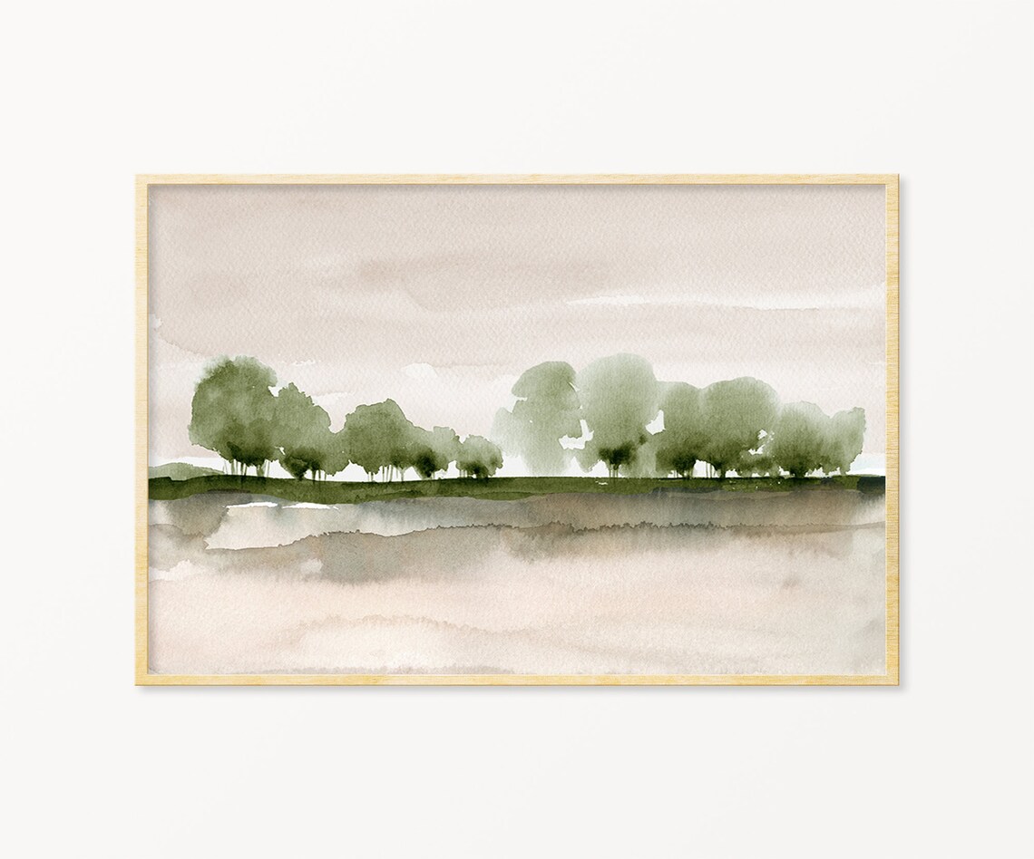 Neutral Tree Landscape Print Printable Wall Art Minimal - Etsy