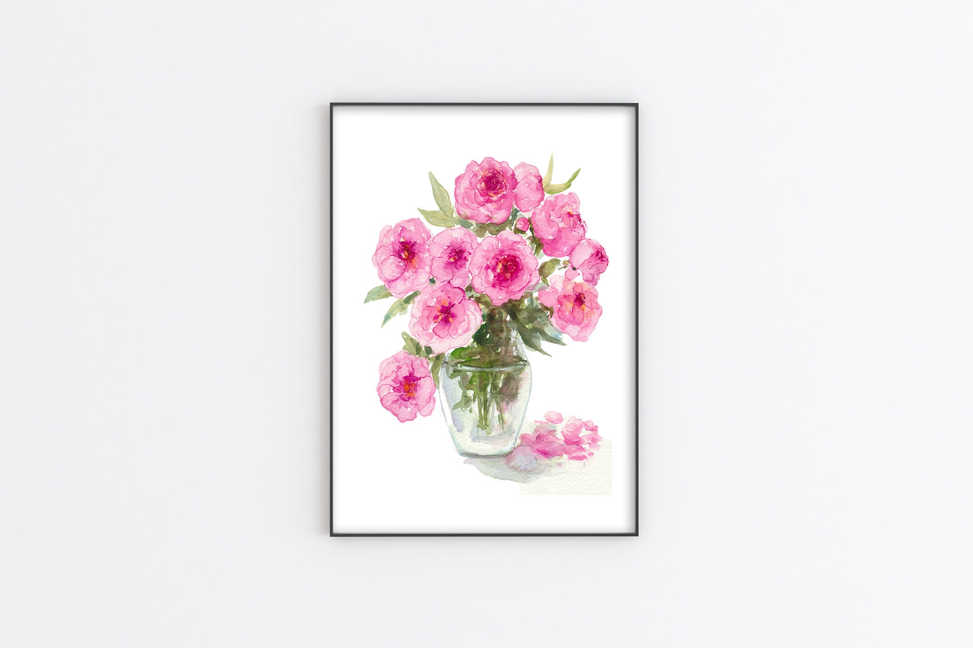Pink Flower Print Watercolor Flower Wall Art Printable Instant - Etsy