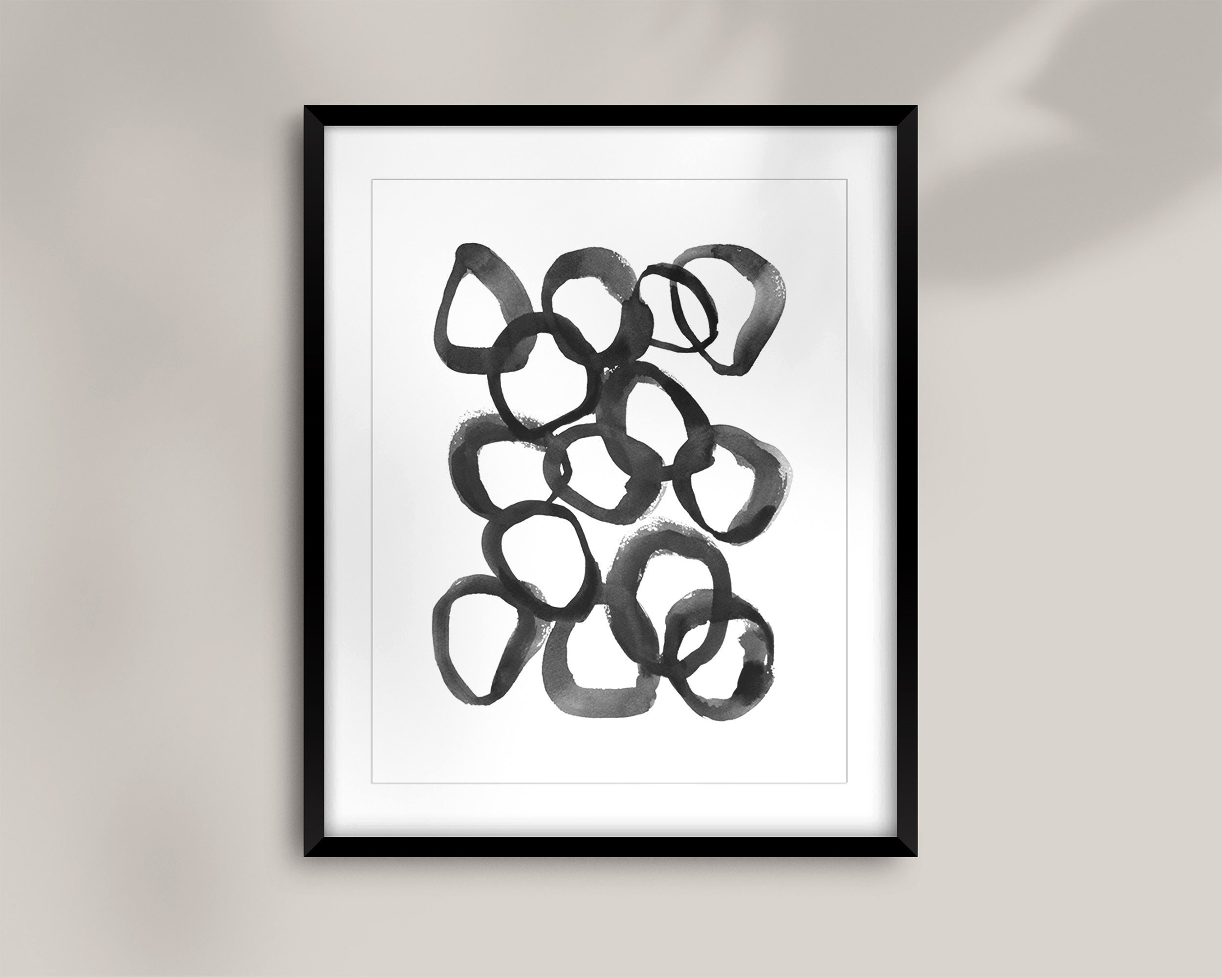 Abstract Black Ink Watercolor Print Rings Printable Wall Art | Etsy