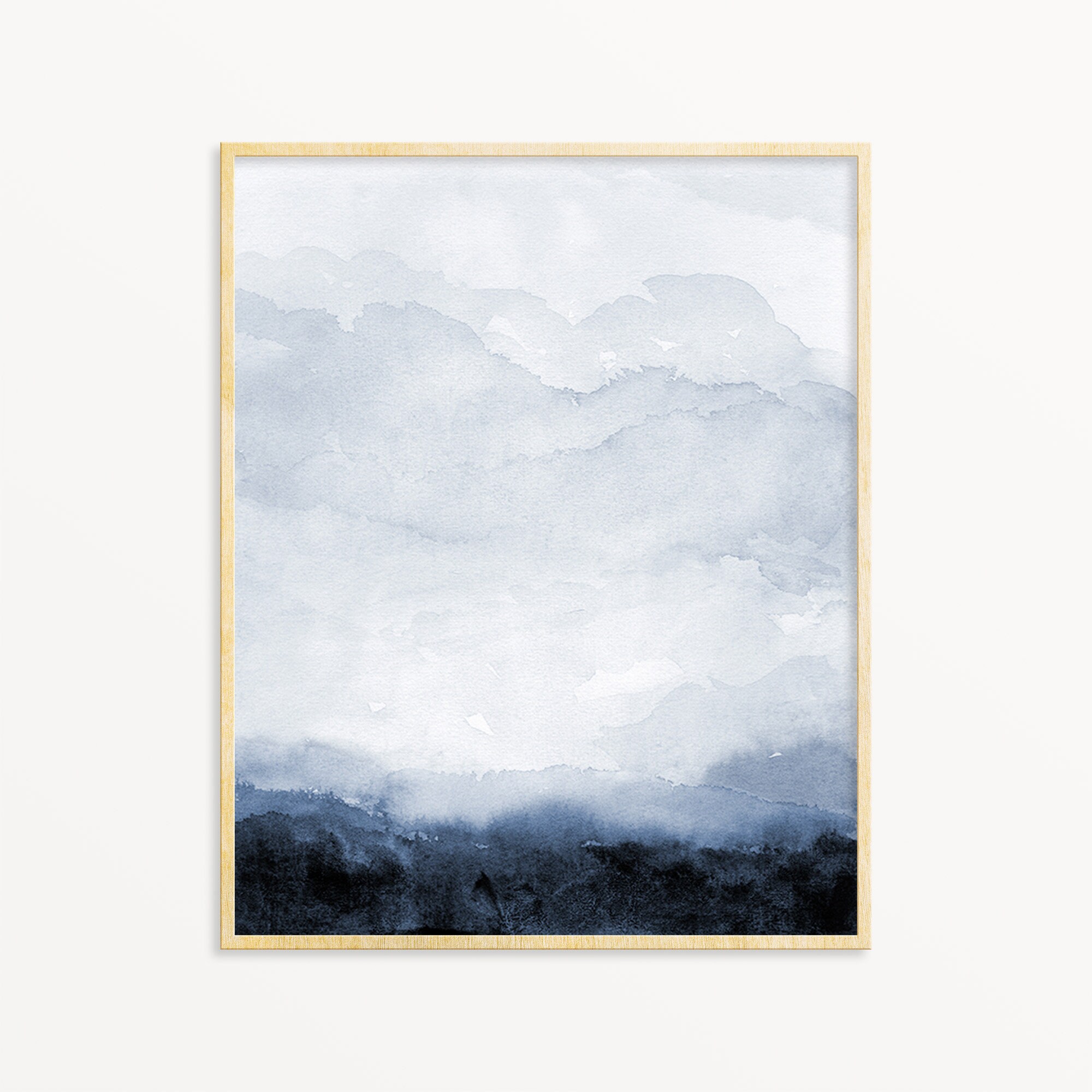 Blue Landscape Wall Art Print Minimal Abstract Monotone | Etsy