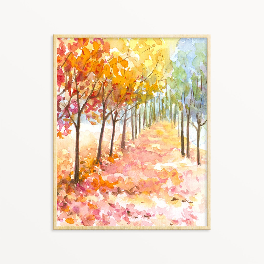 Autumn Tree Landscape Wall Art Print Instant Download Fall Autumn ...