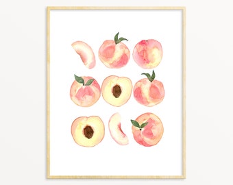 Fruit Print Peach Printable Wall Art Instant Download DIY | Etsy