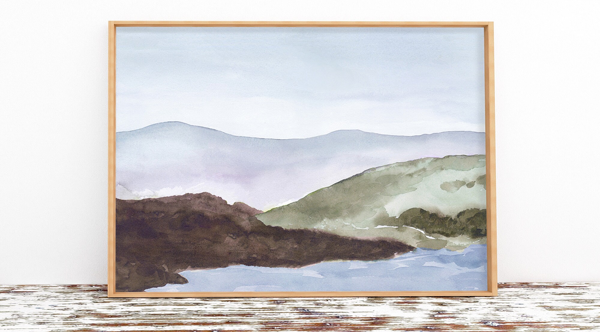 Blue Mountain Landscape Print Watercolor Printable Wall Art Abstract ...