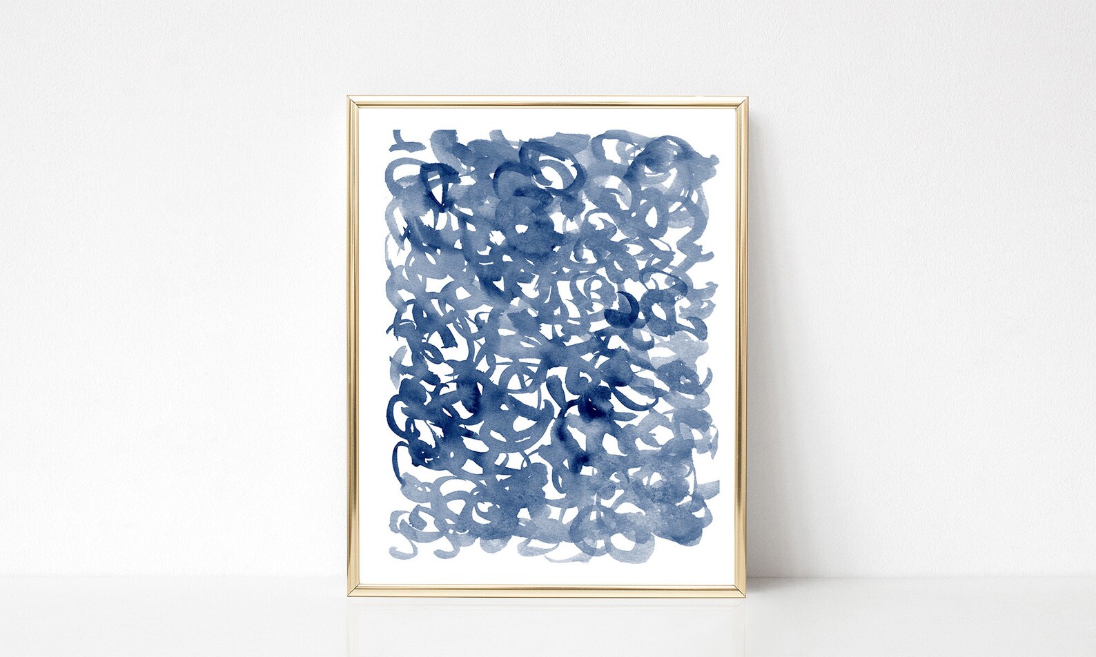 Abstract Blue Print Watercolor Brush Strokes Printable Wall | Etsy