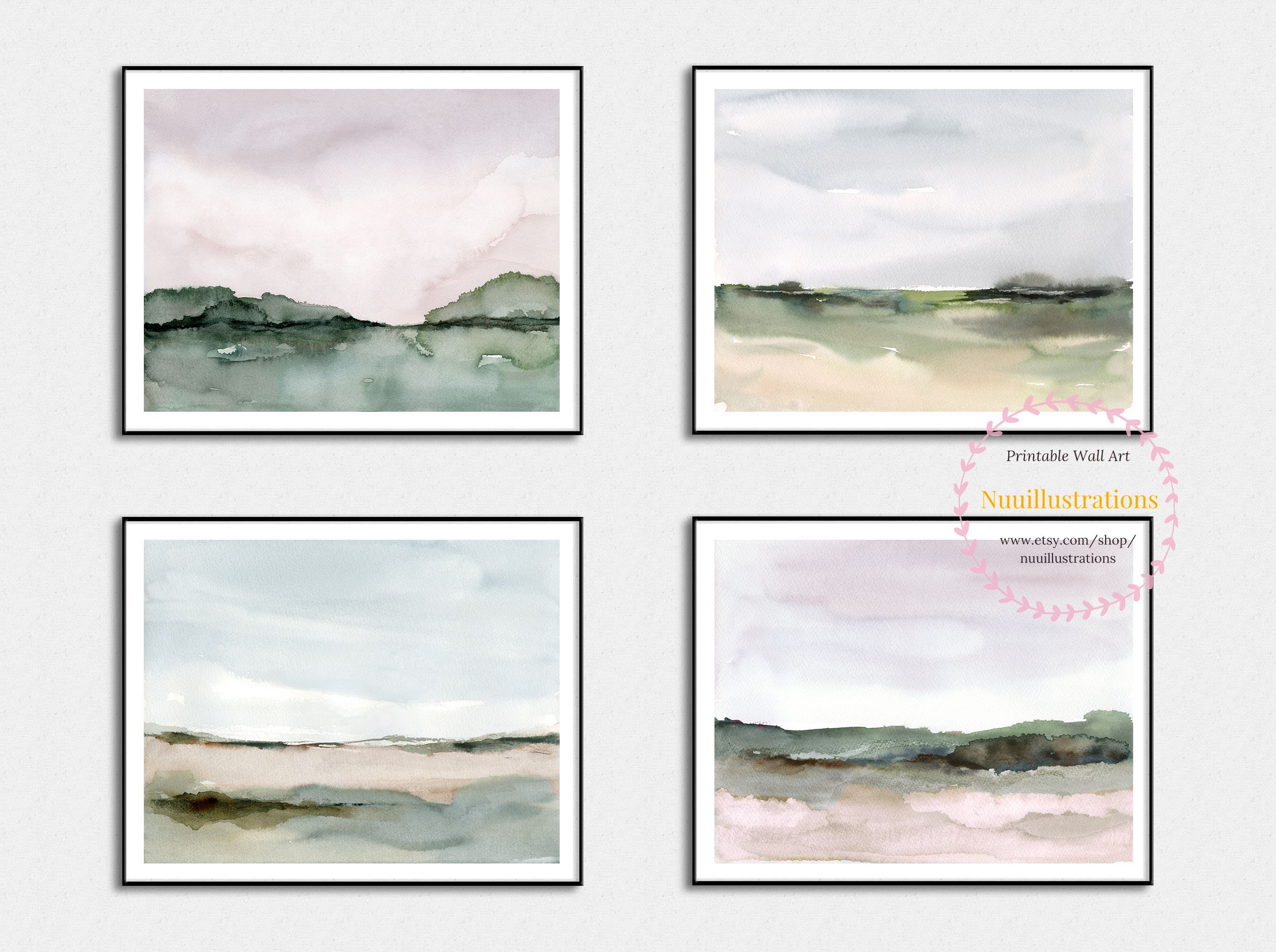 Abstract Landscape Print Set of 4 Printable Wall Art - Etsy