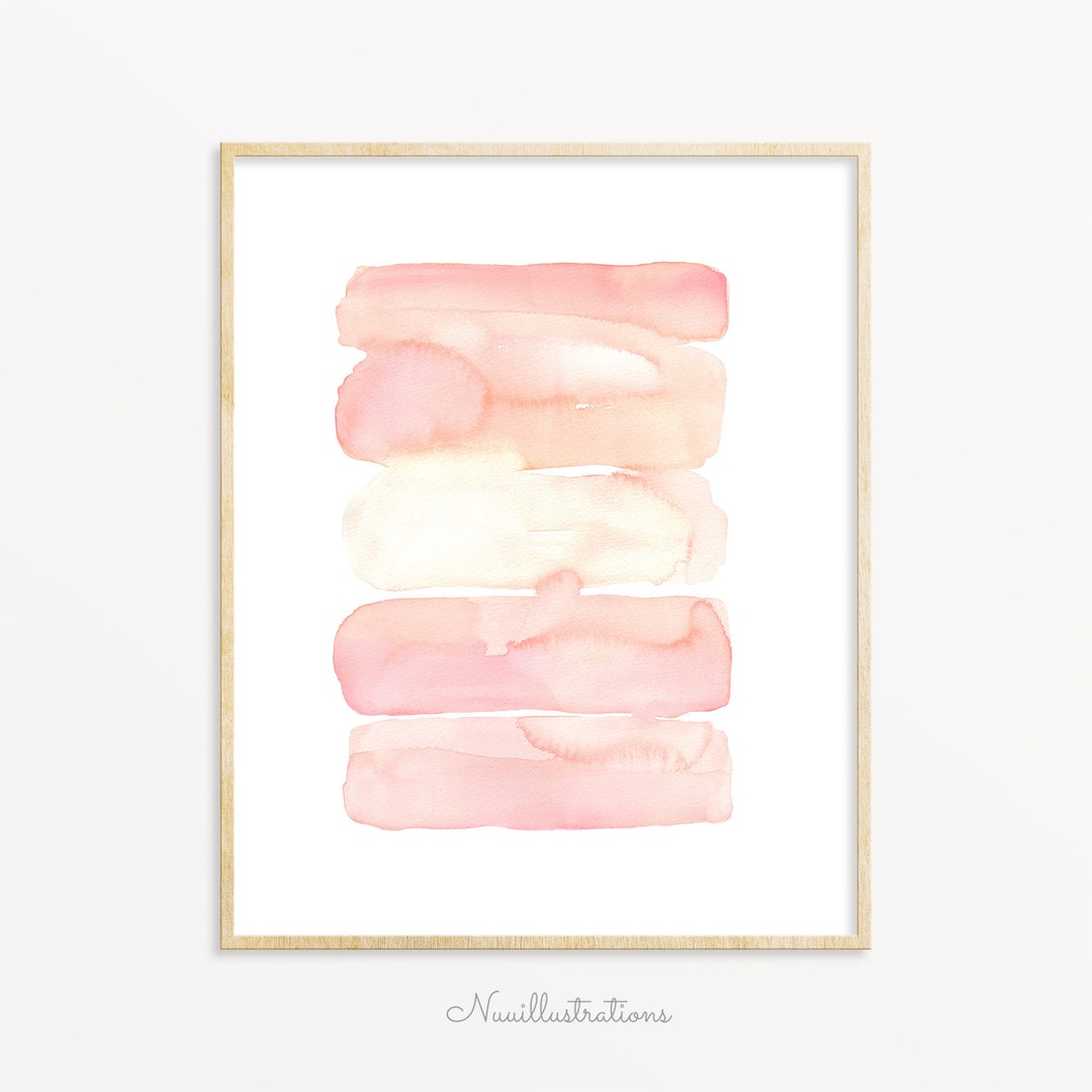 Abstract Watercolor Printable Wall Art Blush Pink Brush Strokes ...
