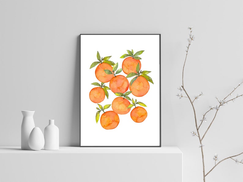 Watercolor Orange Citrus Print Fruit Kitchen Art Printable - Etsy