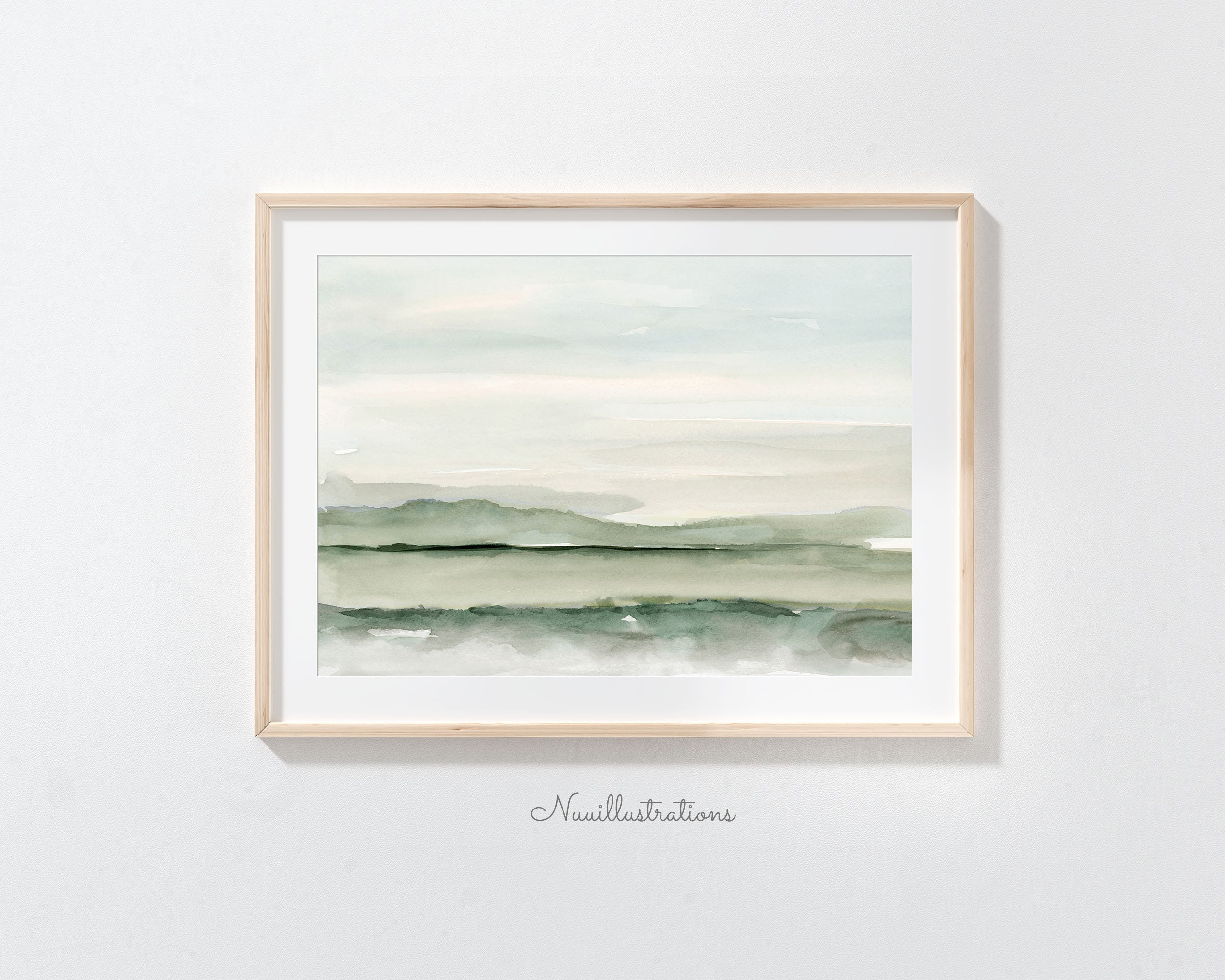 Green Abstract Landscape Printable Wall Art Minimal Art - Etsy
