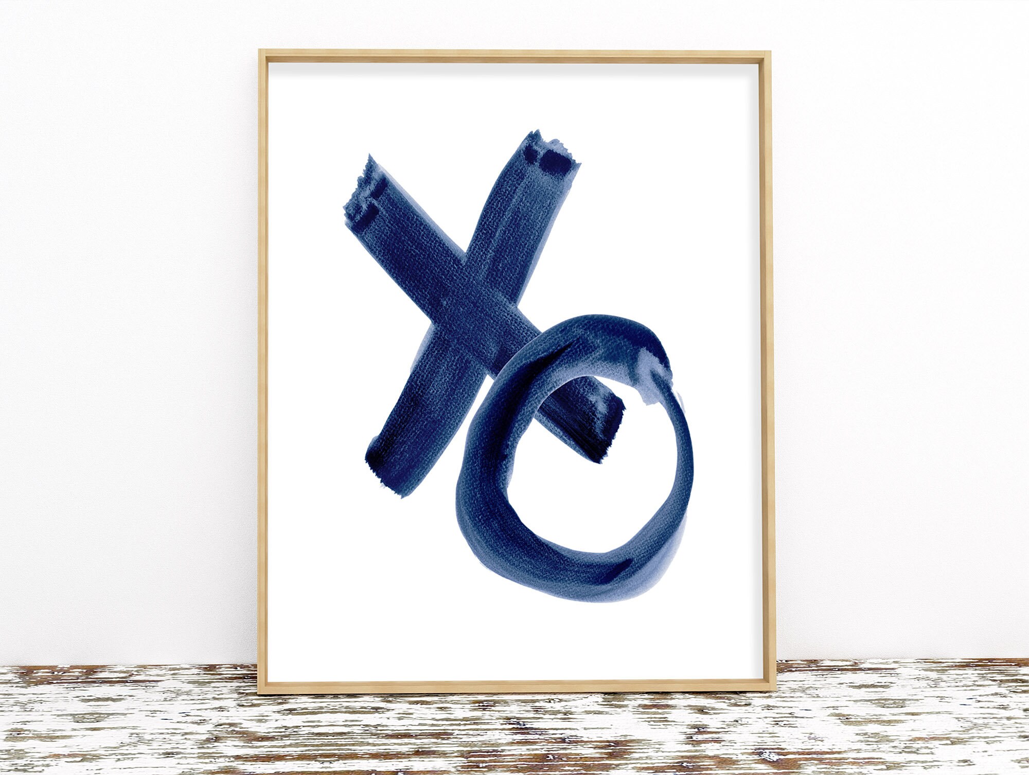 XO Print Watercolor Brush Strokes Blue Printable Wall Art - Etsy