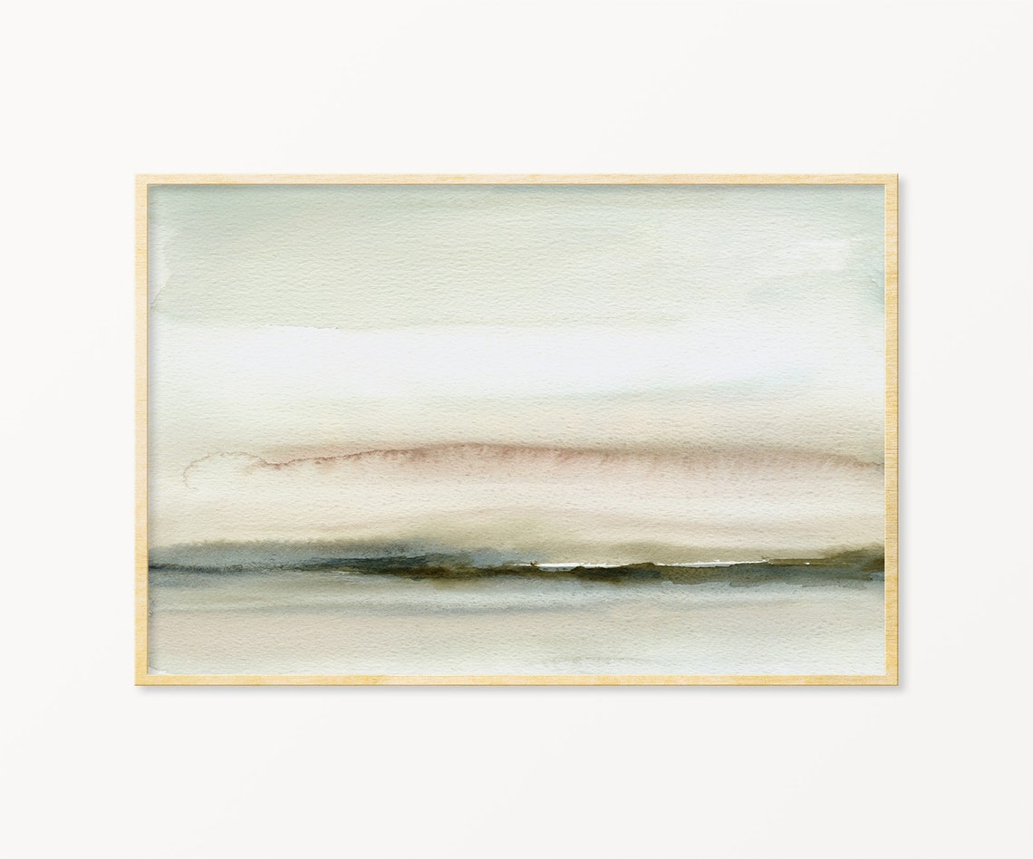 Neutral Abstract Landscape Print Watercolor Printable Wall Art | Etsy