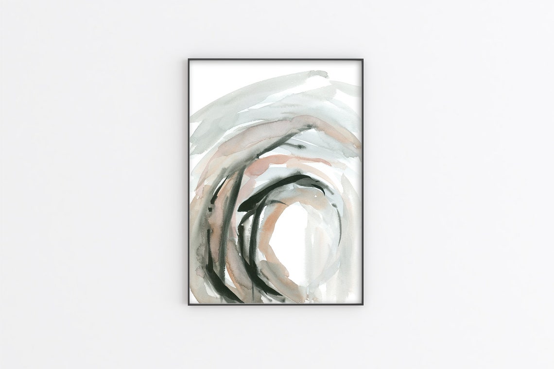 Neutral Circle Abstract Wall Art Print Printable Instant - Etsy