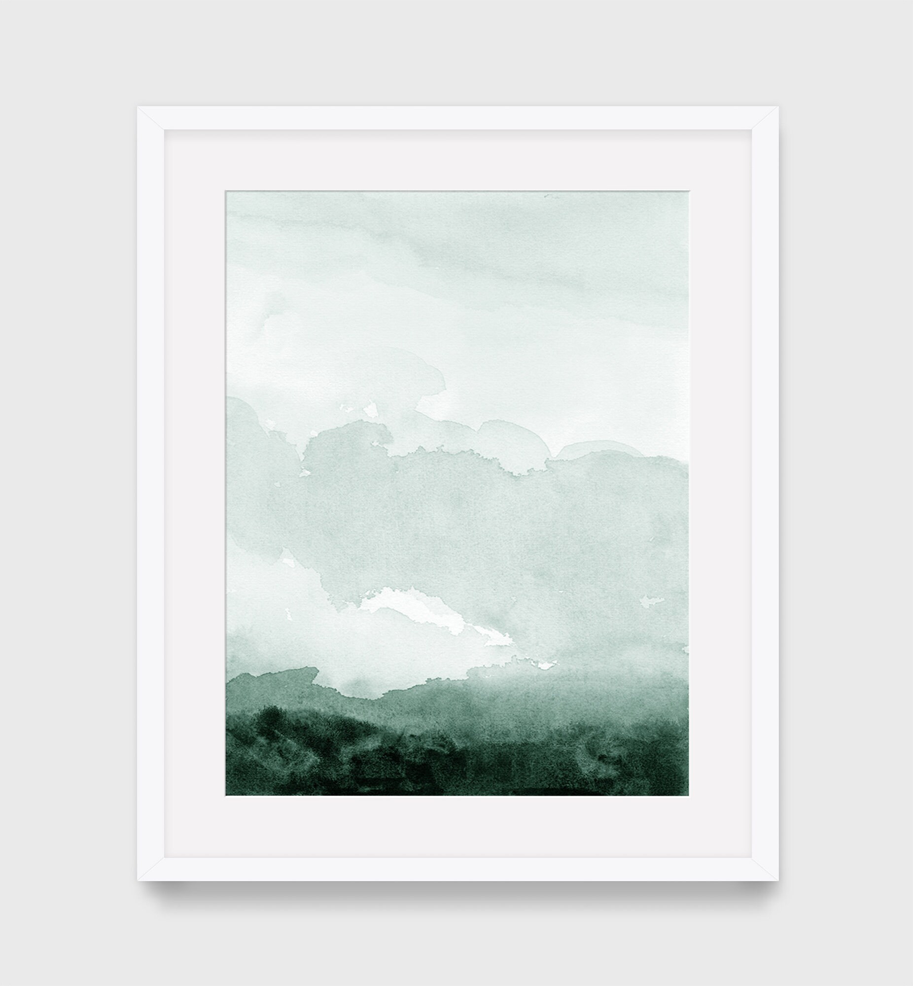 Green Landscape Wall Art Print Minimal Abstract Monotone | Etsy