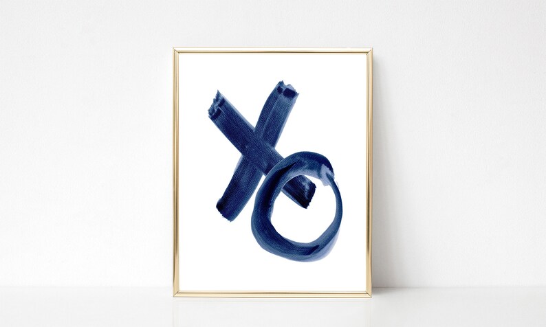 XO Print Watercolor Brush Strokes Blue Printable Wall Art - Etsy