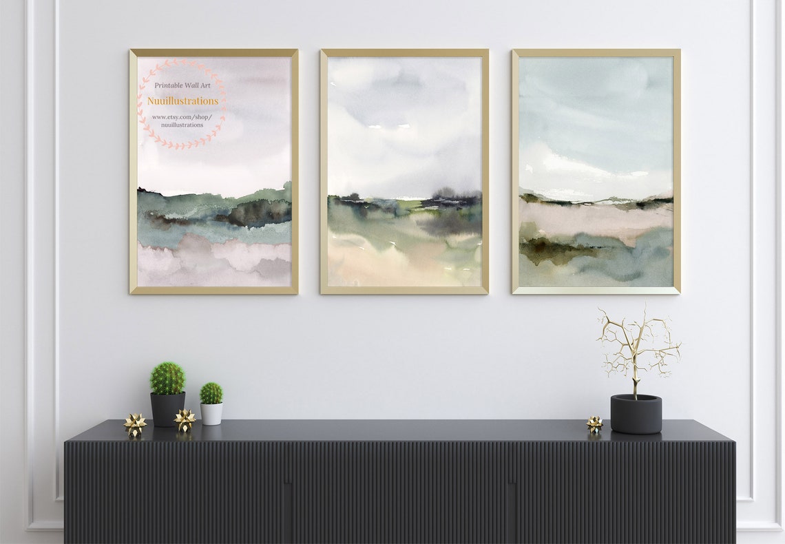 Neutral Landscape Print Abstract Watercolor Landscape Wall Art - Etsy