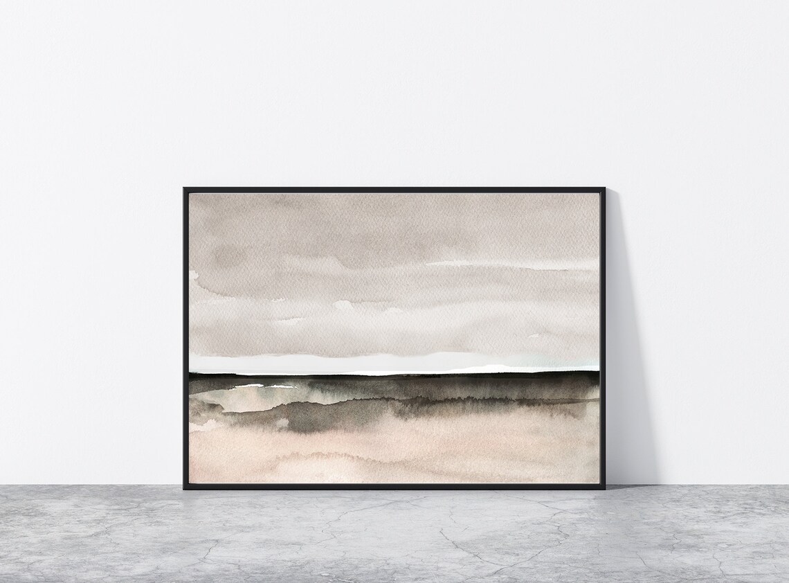 Neutral Landscape Print Printable Wall Art Minimal Abstract | Etsy