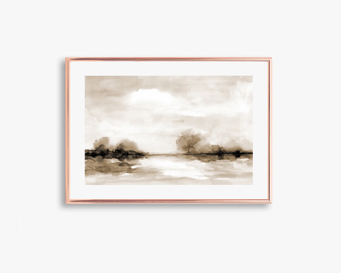 Sepia Landscape Print Minimal Abstract Landscape Printable - Etsy