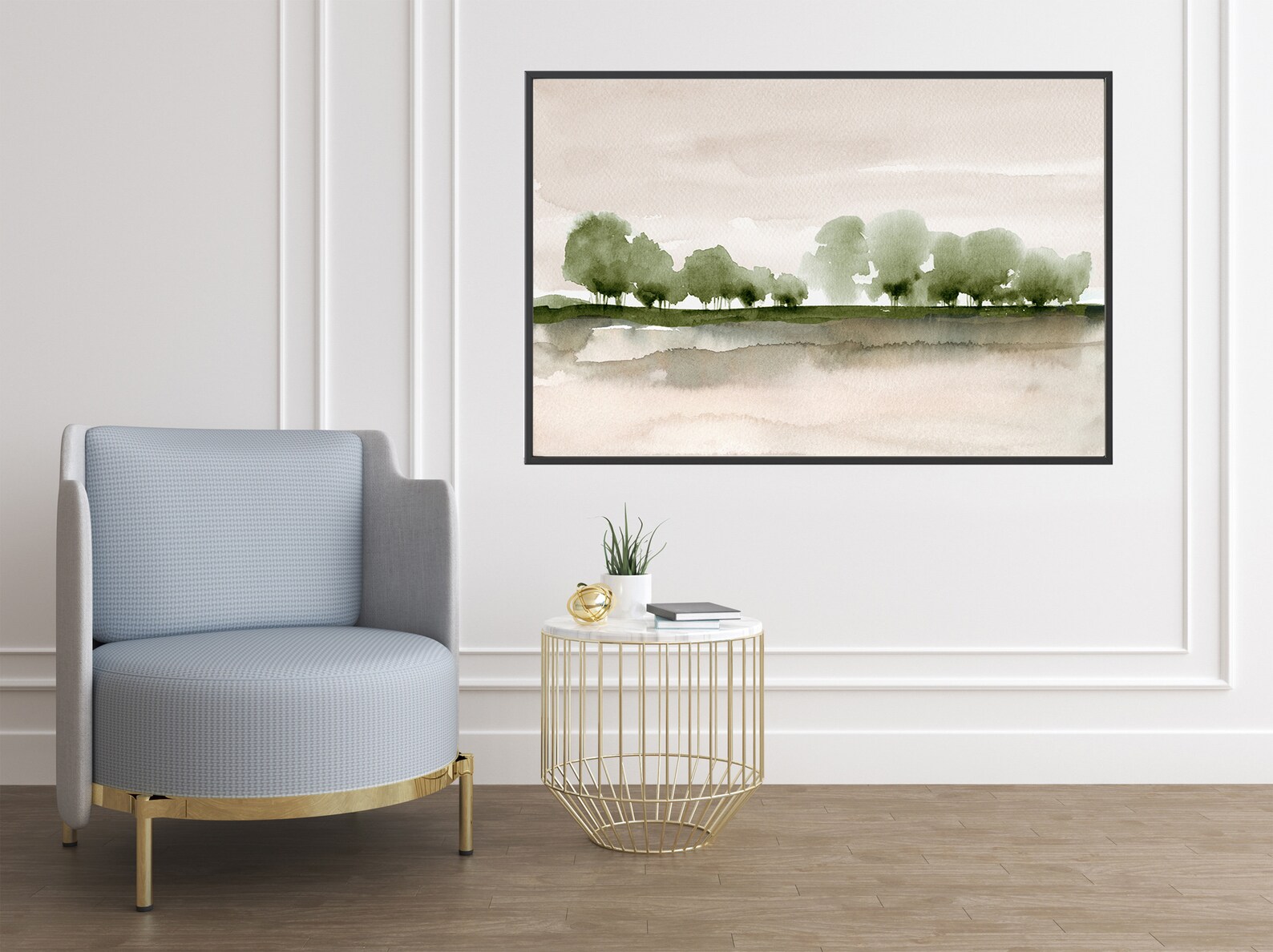 Neutral Tree Landscape Print Printable Wall Art Minimal - Etsy