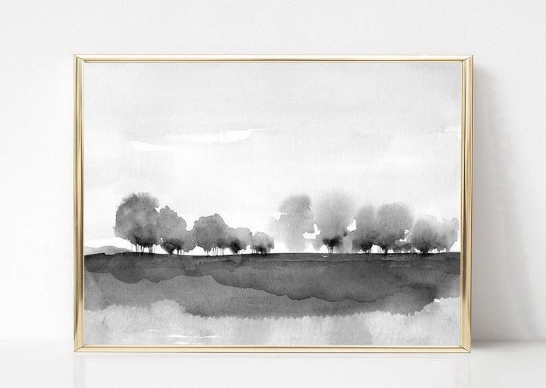Abstract Landscape Watercolor Print Set of 4 Printable Black - Etsy
