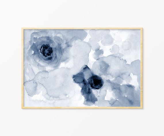 Blue Flower Print Floral Print Printable Wall Art Neutral Blue - Etsy