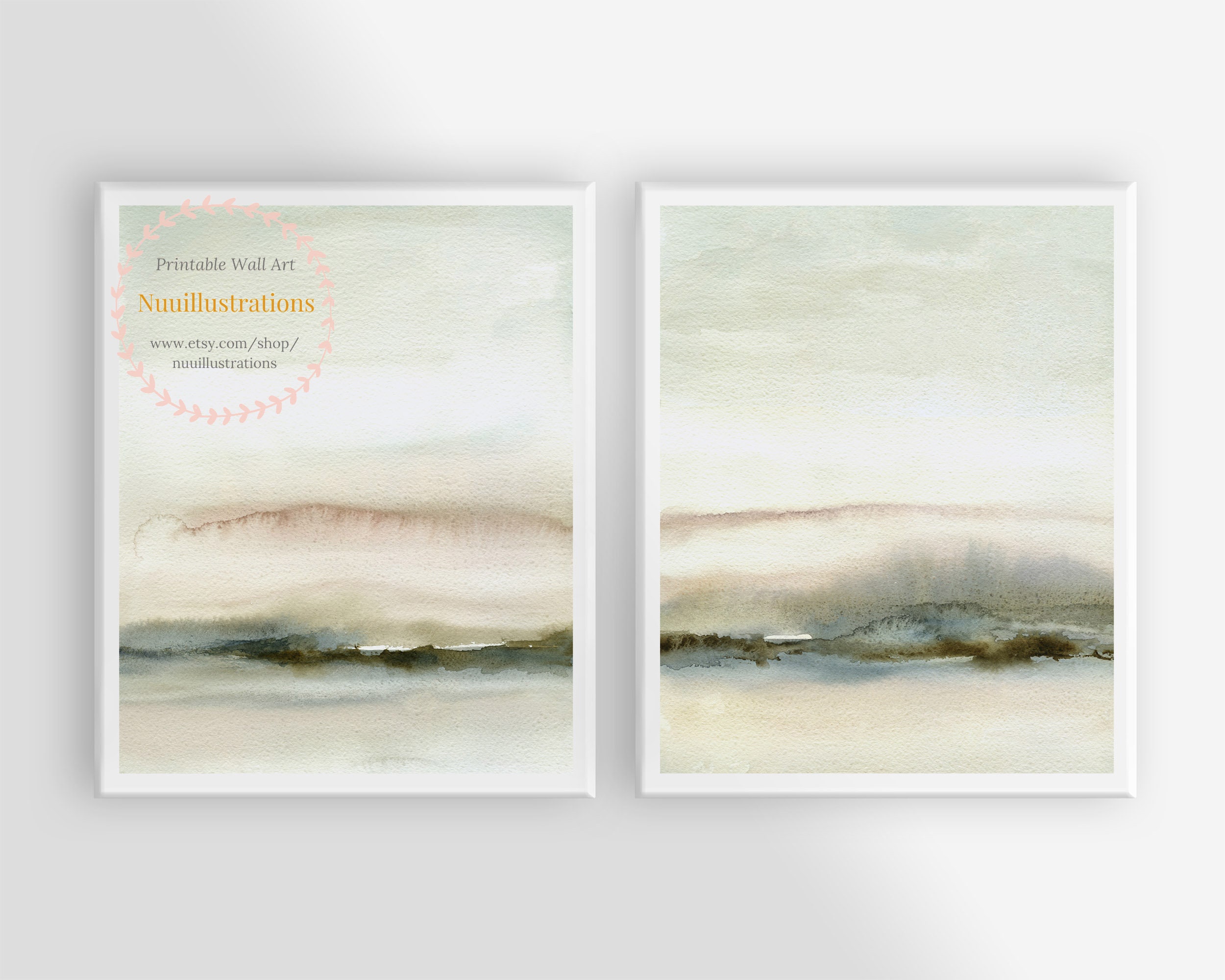 Neutral Abstract Landscape Print Watercolor Printable Wall Art | Etsy