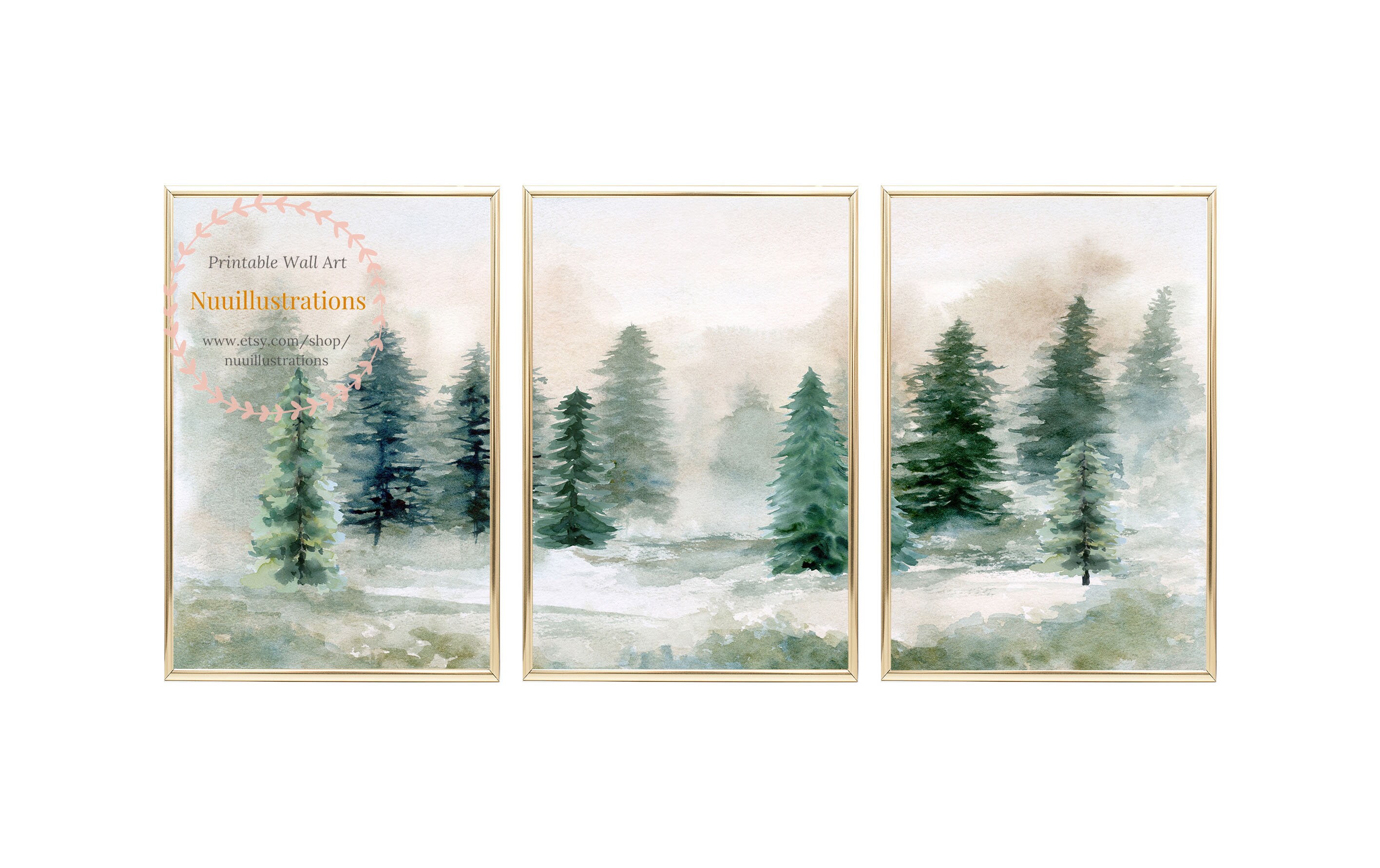Pine Tree Printable Wall Art Set of 3 Instant Download DIY - Etsy