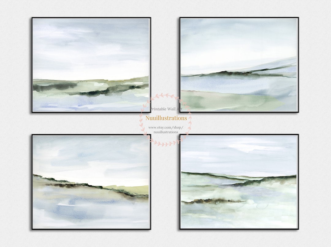 Abstract Landscape Print Set of 4 Printable Wall Art Downloadable ...