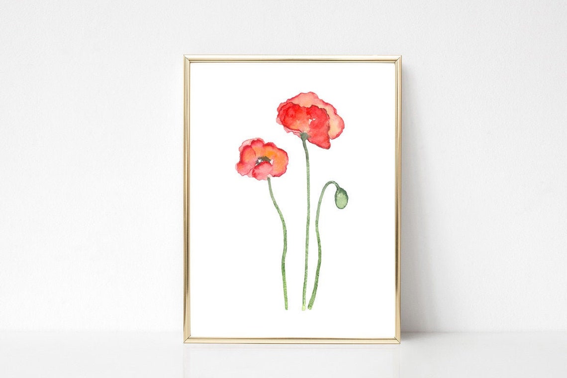 Poppy Flower Art Print Instant Download DIY Printable Floral - Etsy