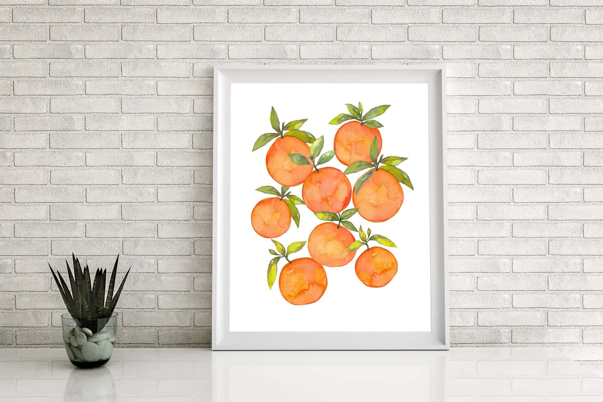 Watercolor Orange Citrus Print Fruit Kitchen Art Printable - Etsy