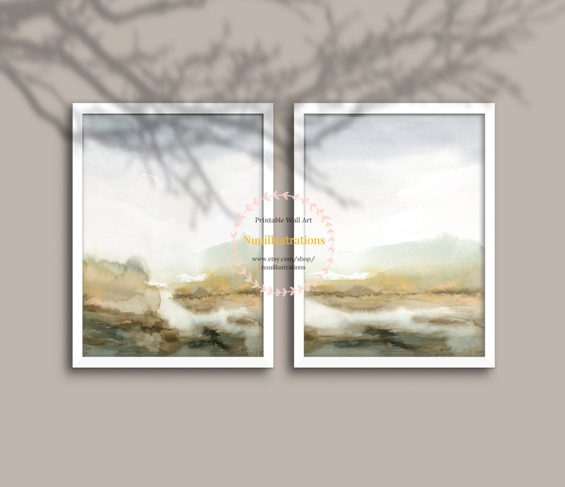 Neutral Landscape Printable Wall Art Abstract Misty Landscape - Etsy
