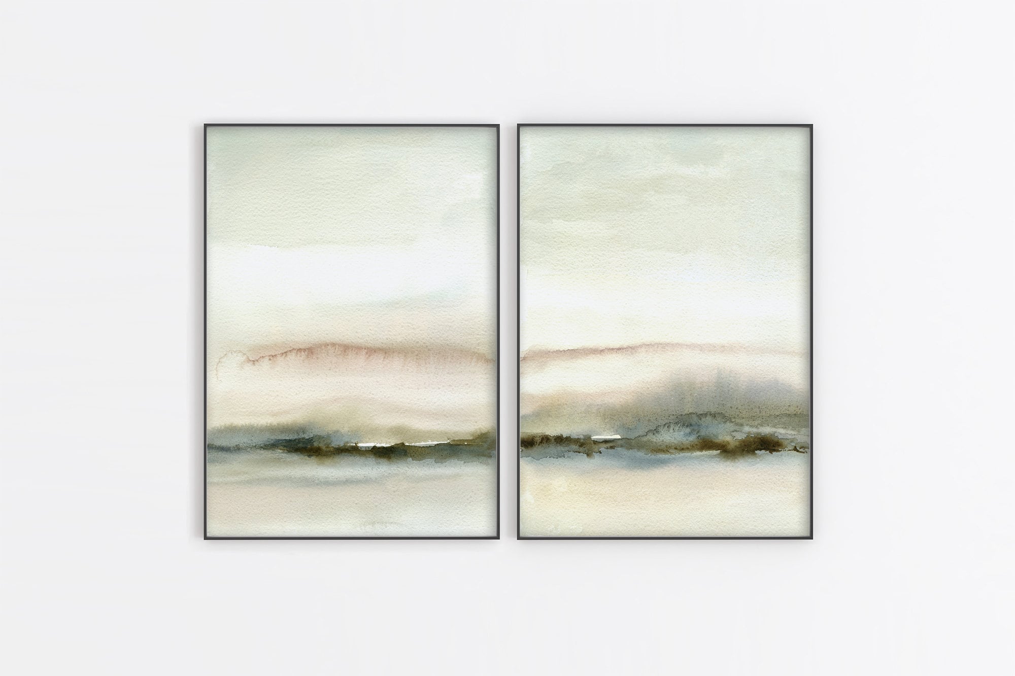 Neutral Abstract Landscape Print Watercolor Printable Wall Art | Etsy