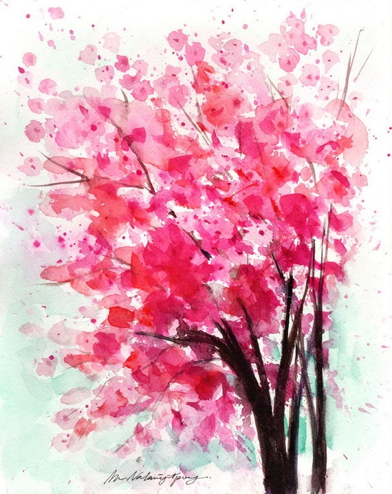 Watercolor Cherry Trees