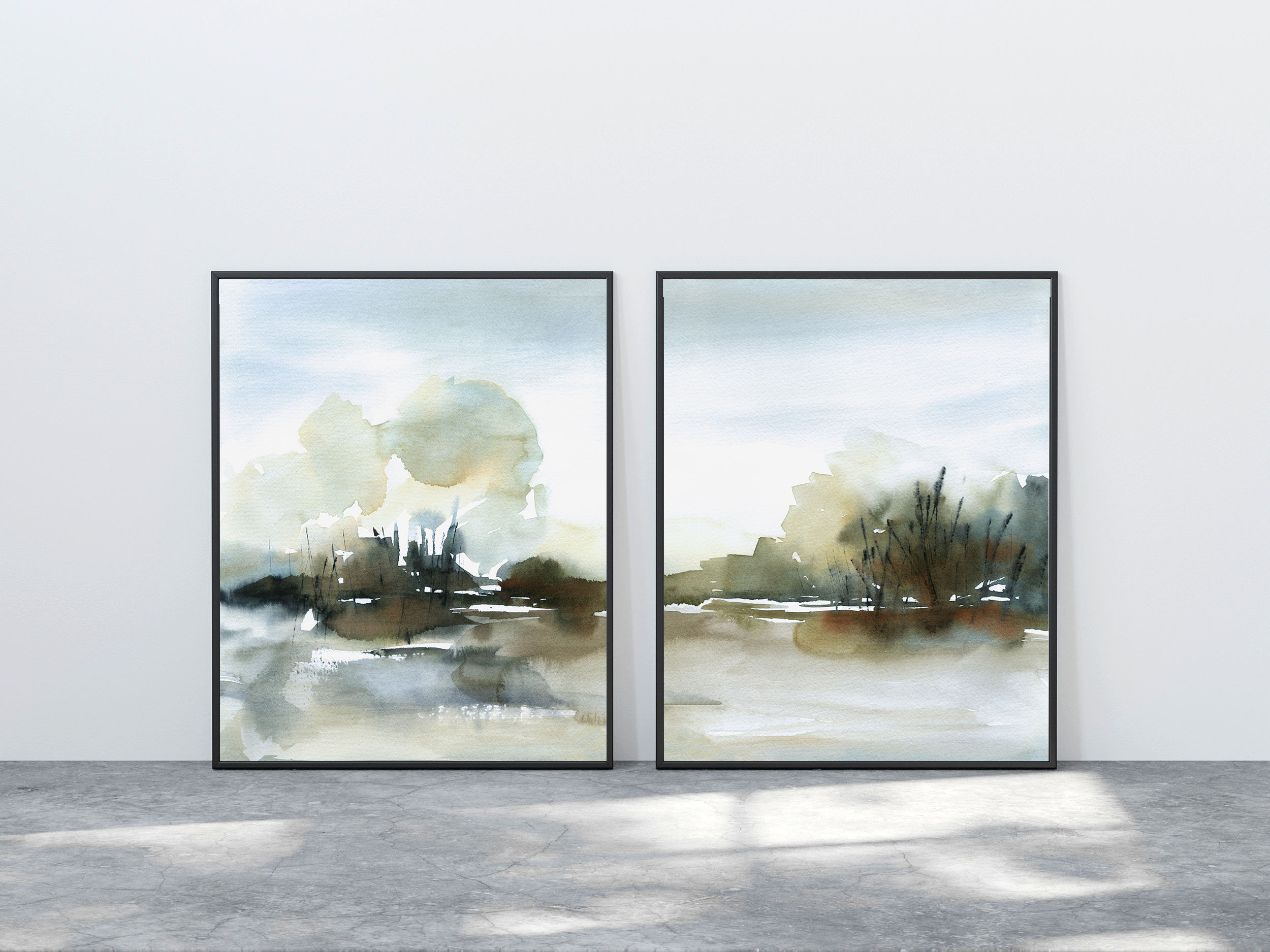 Neutral Landscape Print Set of 2 Printable Wall Art Minimal - Etsy