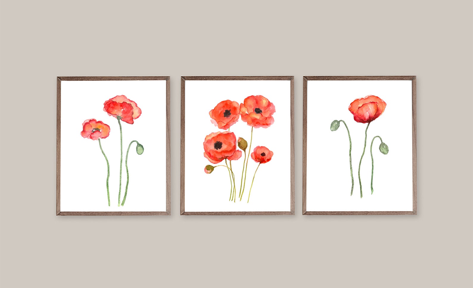 Poppy Flower Art Print Set instant Download DIY Printable | Etsy