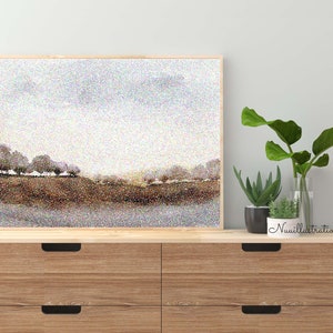Green Tree Landscape Printable Wall Art Abstract Pointillist Dots ...