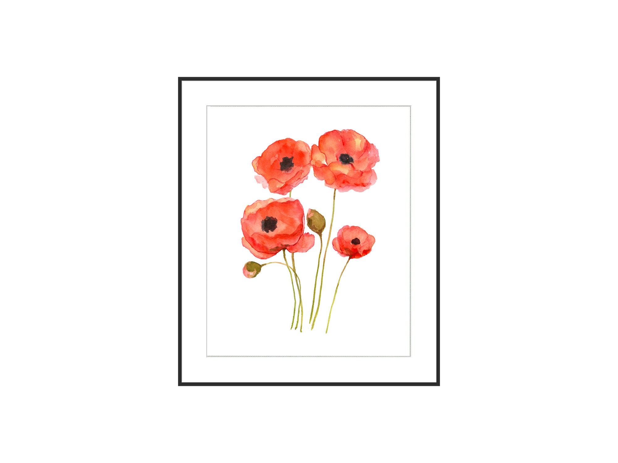 Poppy Flower Print Printable Wall Art Instant Download DIY - Etsy
