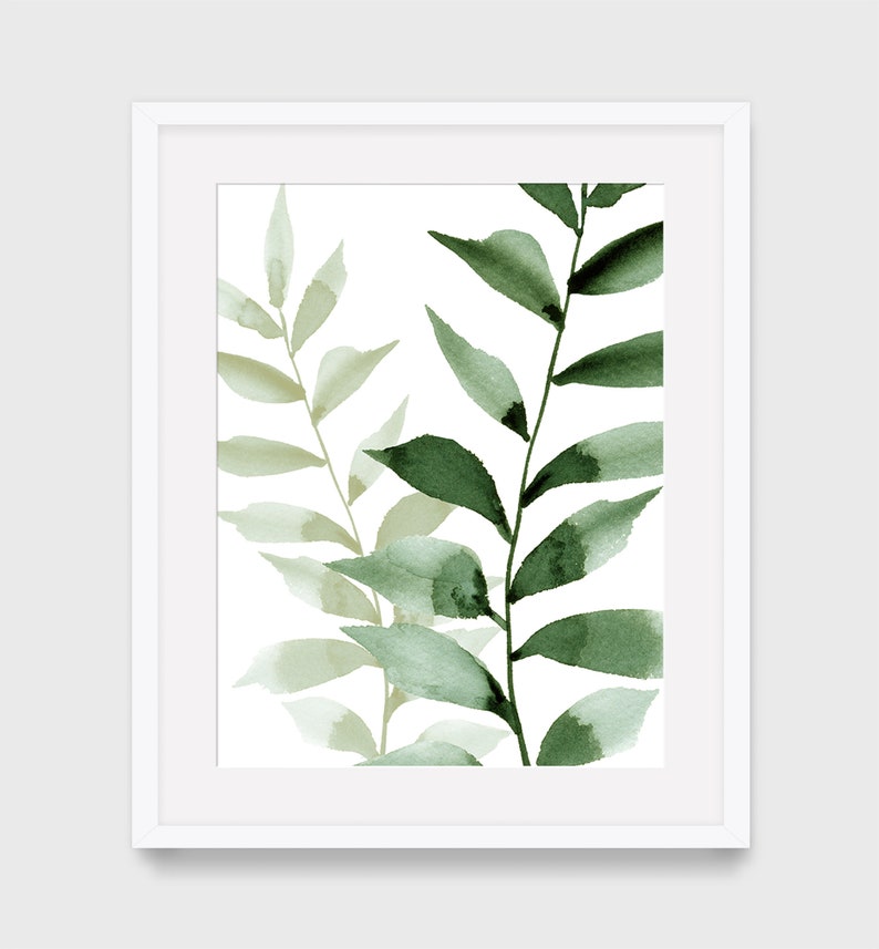 Green Leaf Print Leaves Printable Botanical Wall Art | Etsy