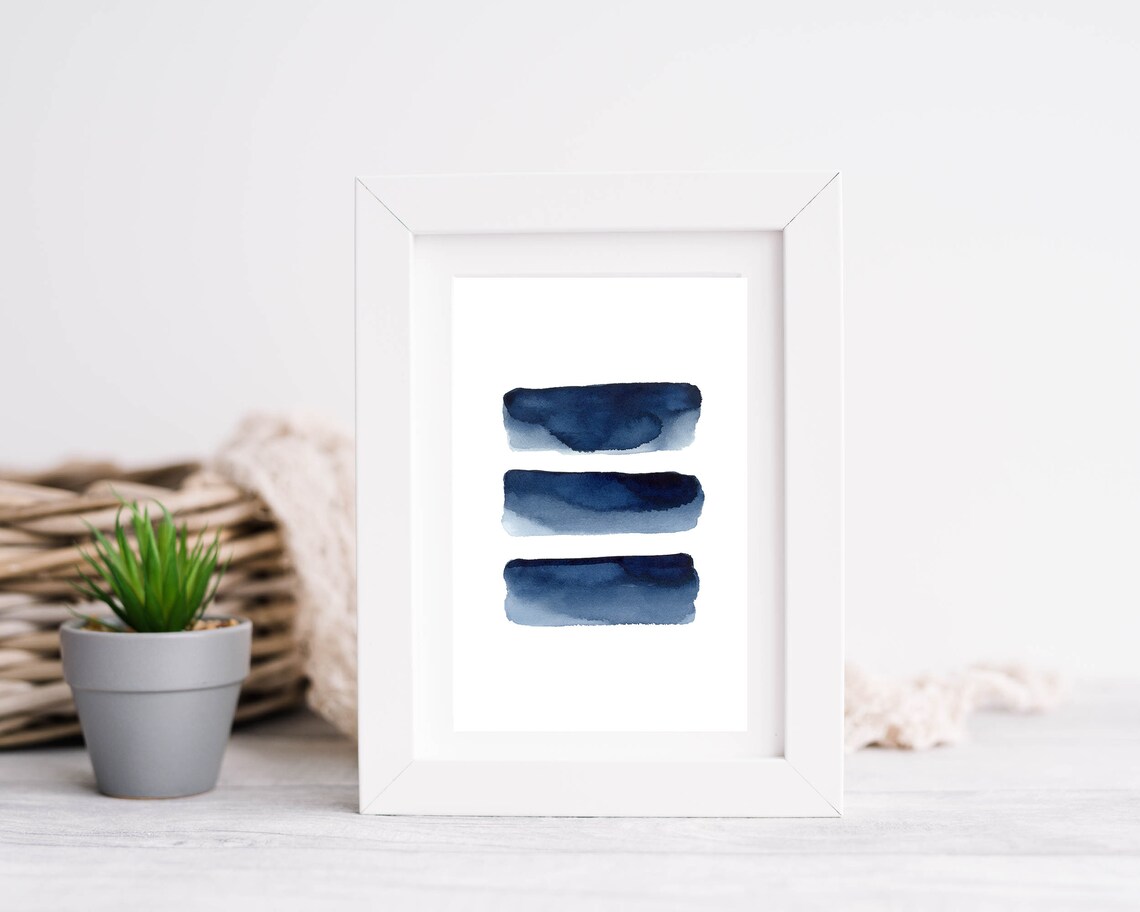 Blue Watercolor Wall Art Print Printable Abstract Modern - Etsy