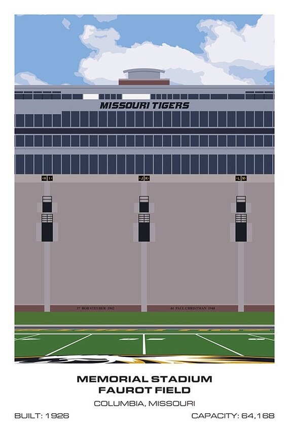 Memorial Stadium/faurot Field Mizzou Missouri Tigers 30x20 | Etsy