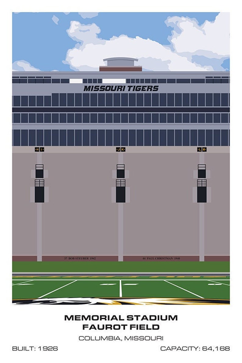 Memorial Stadium/faurot Field Mizzou Missouri Tigers 30x20 Print - Etsy