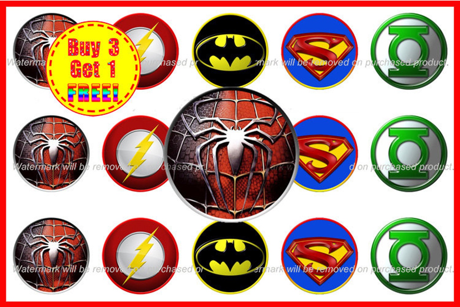 Superheros 1 Inch Bottle Cap Images - Super Heros - Instant Download ...