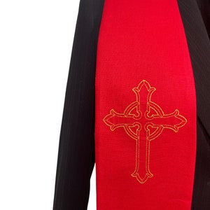Red Clergy Stole With Gold Cross - Etsy