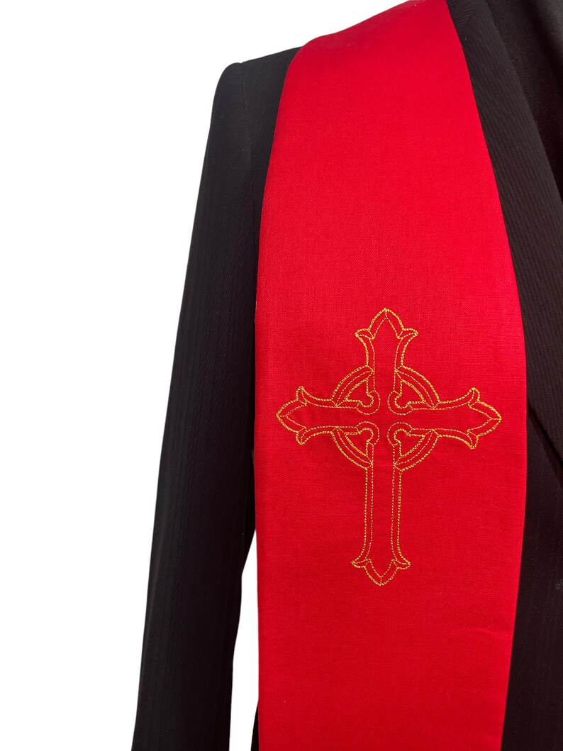 Red Clergy Stole With Gold Cross (regular Length) - Etsy